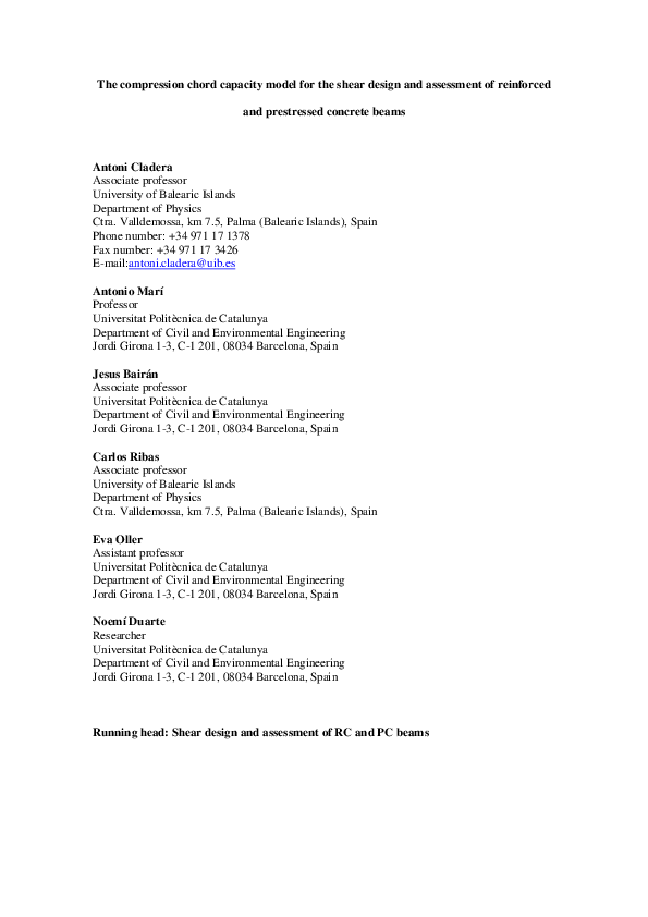 (PDF) The compression chord capacity model for the shear design and ...