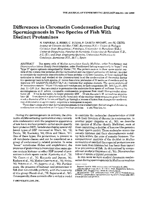 (PDF) Differences in chromatin condensation during spermiogenesis in ...