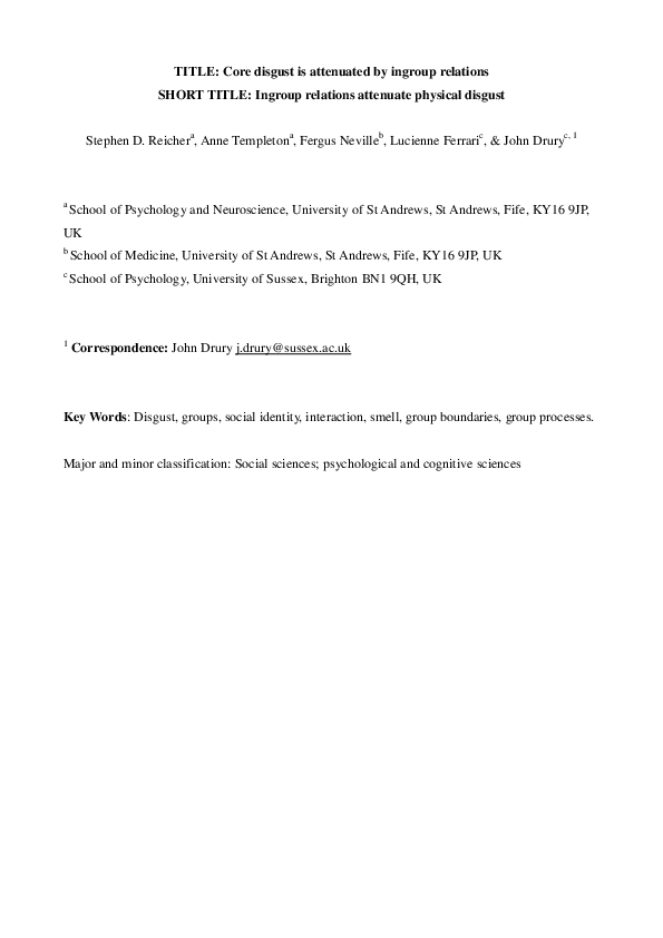 (PDF) Core disgust is attenuated by ingroup relations | Fergus Neville ...