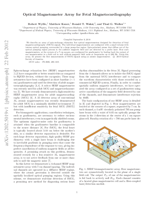 (PDF) Optical magnetometer array for fetal magnetocardiography