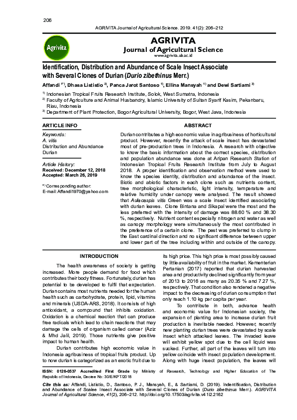 (PDF) Identification, Distribution and Abundance of Scale Insect ...