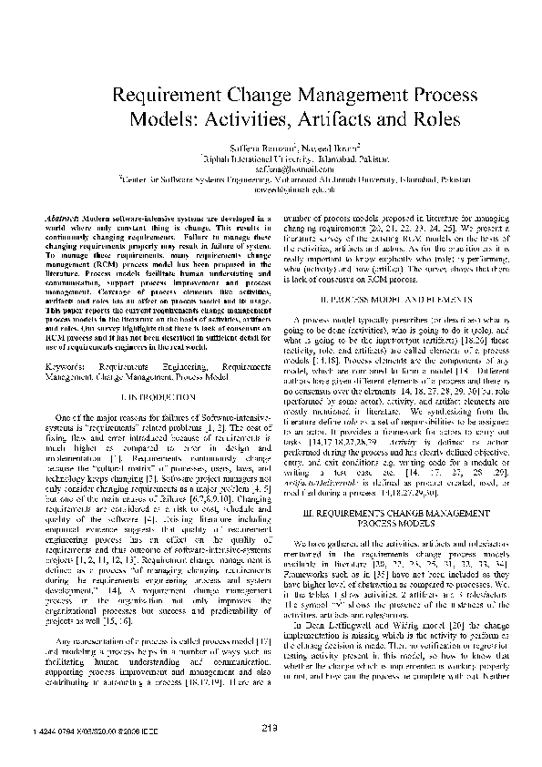 (PDF) Requirement change management process models: Activities ...