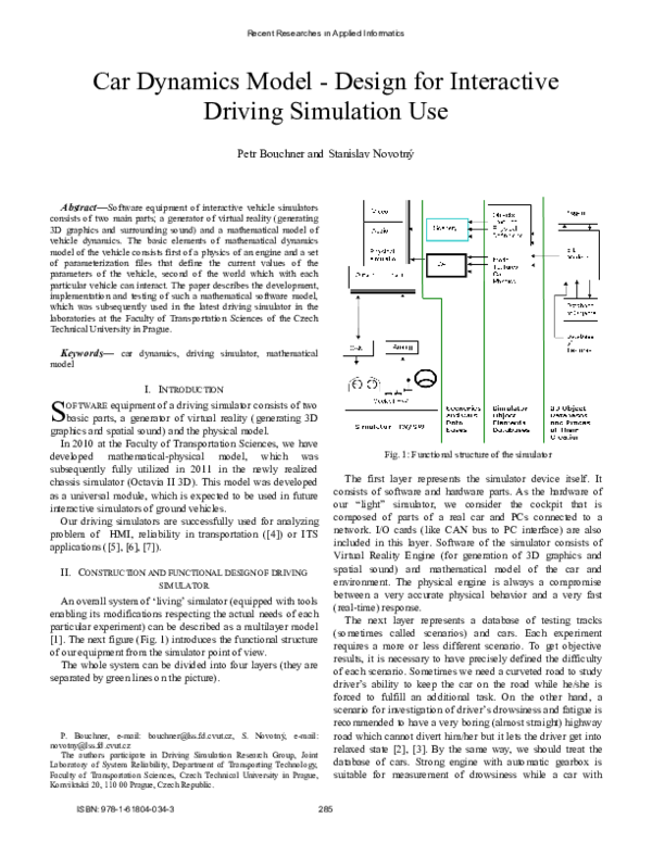 (PDF) Car dynamics model: design for interactive driving simulation use