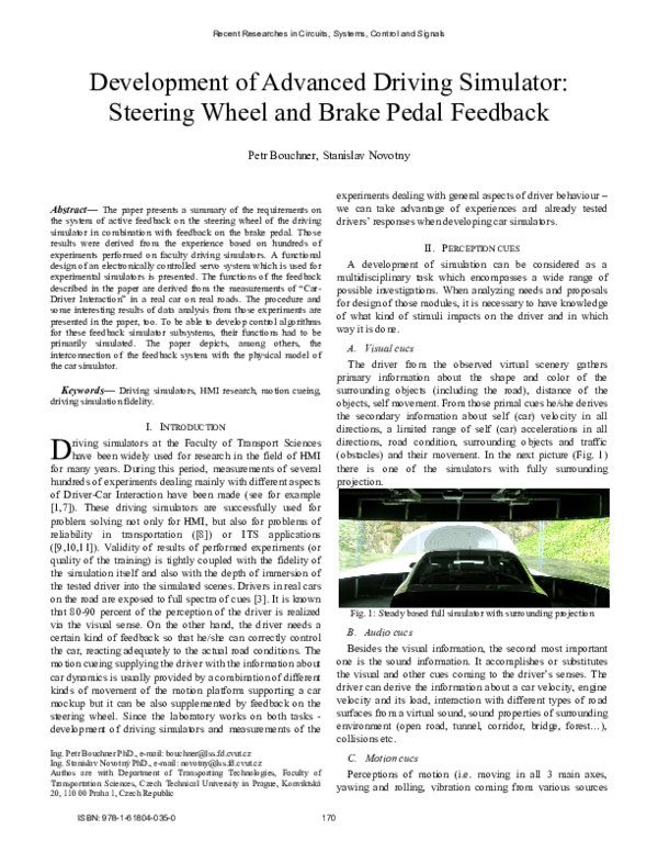 (PDF) Development of advanced driving simulator: steering wheel and ...