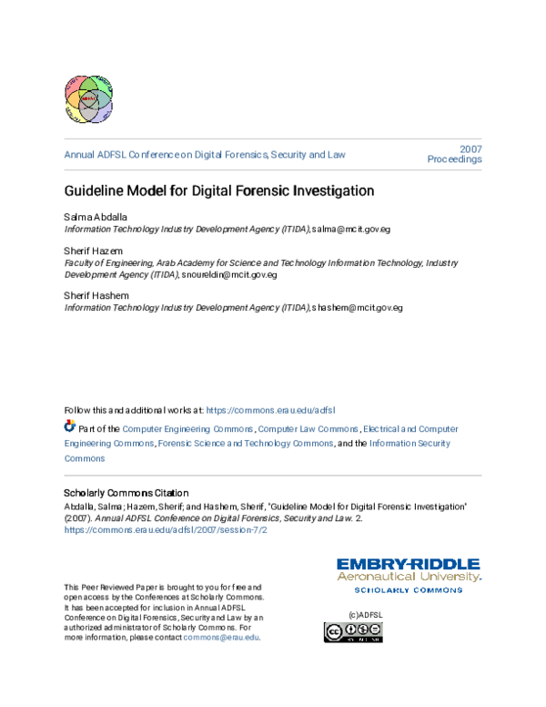 (PDF) Guideline Model for Digital Forensic Investigation