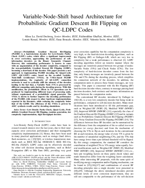(PDF) Variable-Node-Shift Based Architecture for Probabilistic Gradient Descent Bit Flipping on ...