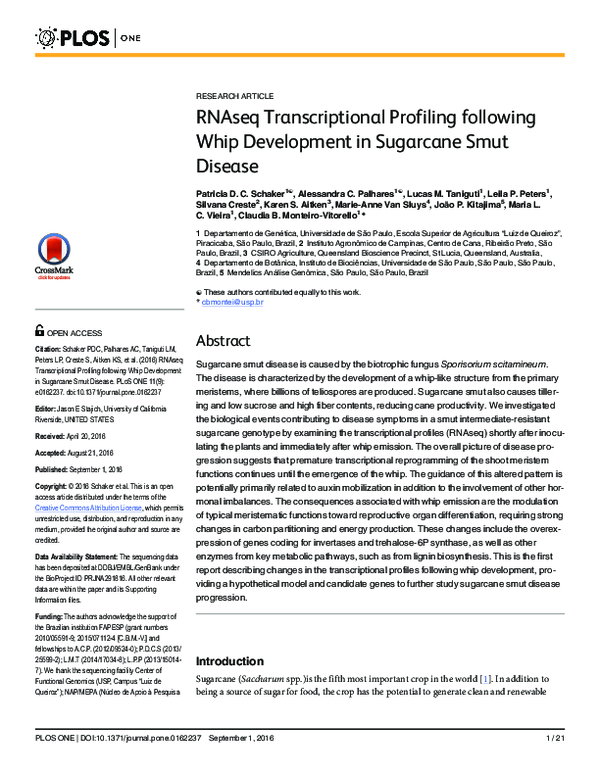 (PDF) RNAseq Transcriptional Profiling following Whip Development in ...