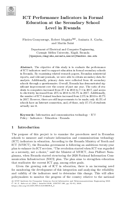 (PDF) ICT Performance Indicators in Formal Education at the Secondary ...