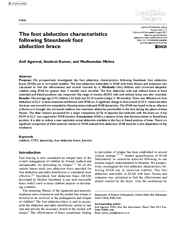 (PDF) The foot abduction characteristics following Steenbeek foot ...