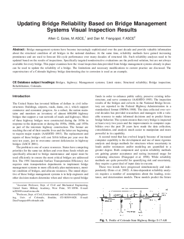 Pdf Updating Bridge Reliability Based On Bridge Management Systems