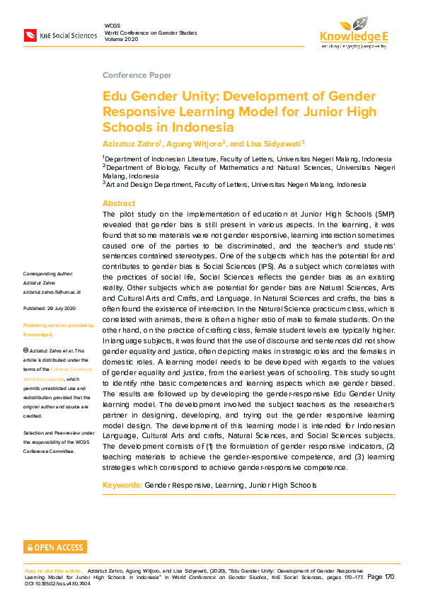 (PDF) Edu Gender Unity: Development of Gender Responsive Learning Model ...