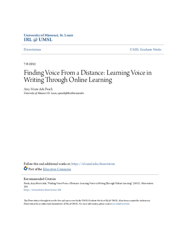 (PDF) Finding Voice From a Distance: Learning Voice in Writing Through ...
