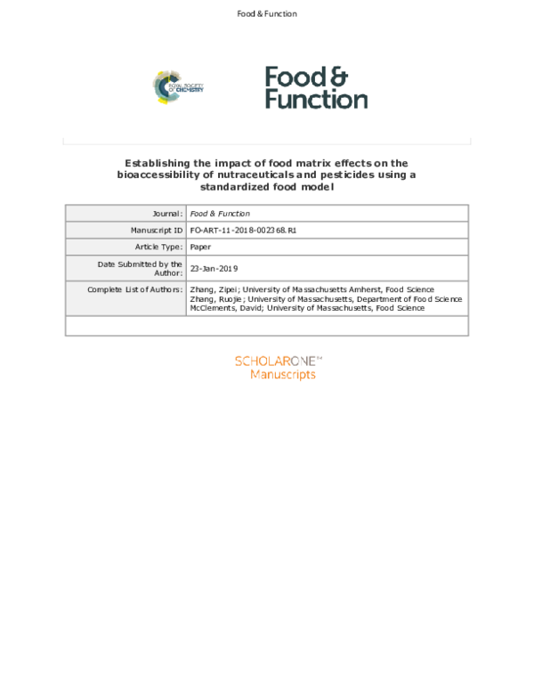 (PDF) Establishing the impact of food matrix effects on the ...