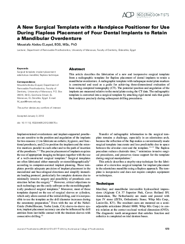 (PDF) A new surgical template with a handpiece positioner for use ...