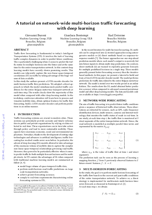 Pdf A Tutorial On Network Wide Multi Horizon Traffic Forecasting With Deep Learning