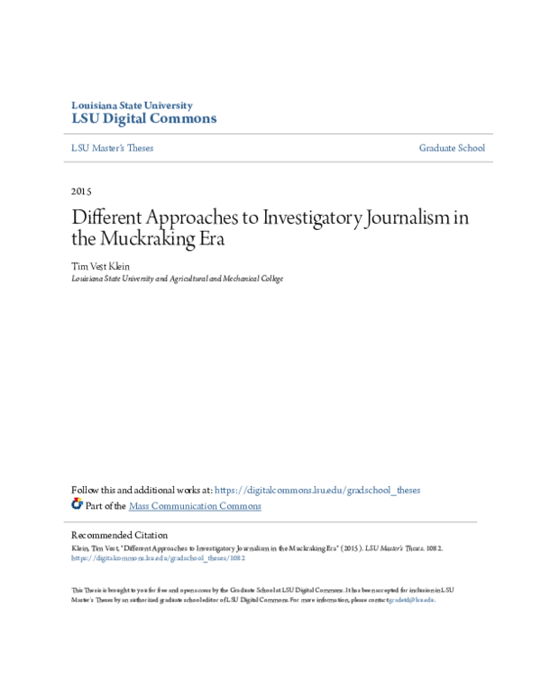 (PDF) Different Approaches to Investigatory Journalism in the ...