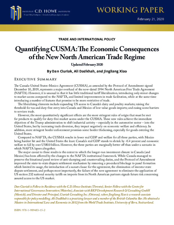 (PDF) Quantifying CUSMA: The Economic Consequences of the New North ...