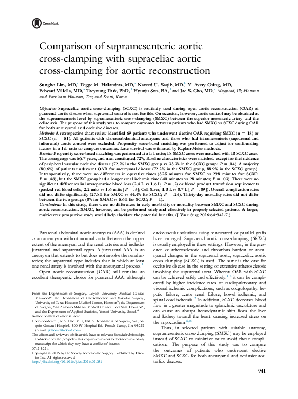 (PDF) Comparison of supramesenteric aortic cross-clamping with ...