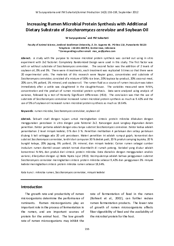 (PDF) Increasing Rumen Microbial Protein Synthesis with Additional ...