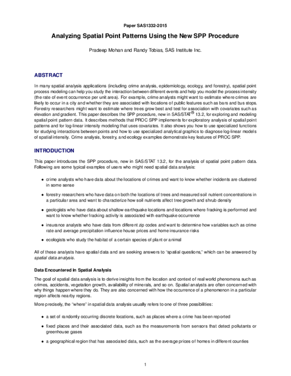 (PDF) Analyzing Spatial Point Patterns Using the New SPP Procedure