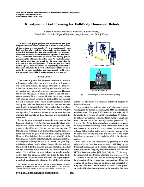 Pdf Kinodynamic Gait Planning For Full Body Humanoid Robots Kensuke Harada