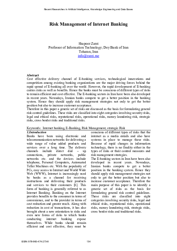 (PDF) Risk management of internet banking
