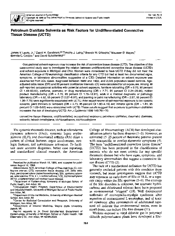 (PDF) Petroleum Distillate Solvents as Risk Factors for ...