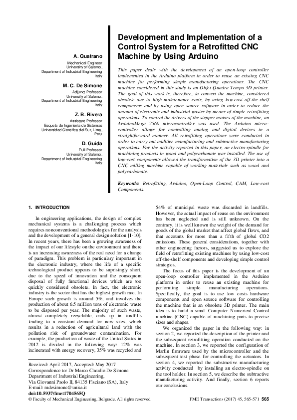Pdf Development And Implementation Of A Control System For A