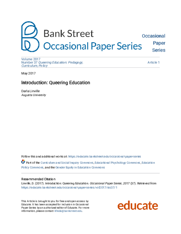 (PDF) Introduction: Queering Education