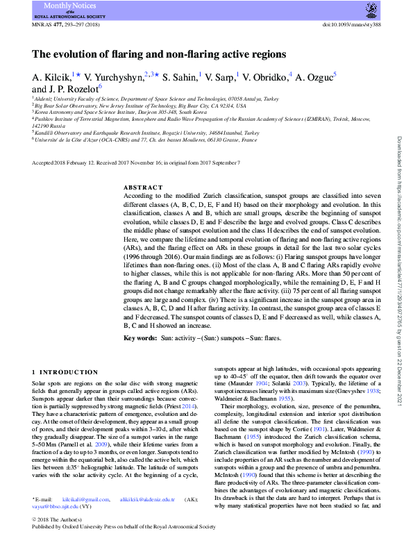 (PDF) The evolution of flaring and non-flaring active regions