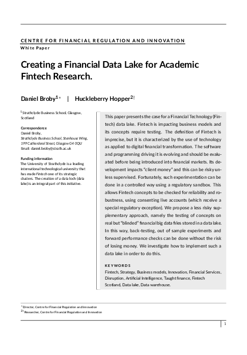 (PDF) Creating a Financial Data Lake for Academic Fintech Research