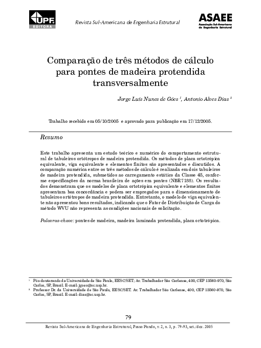 (PDF) Comparação de três métodos de cálculo para pontes de madeira ...