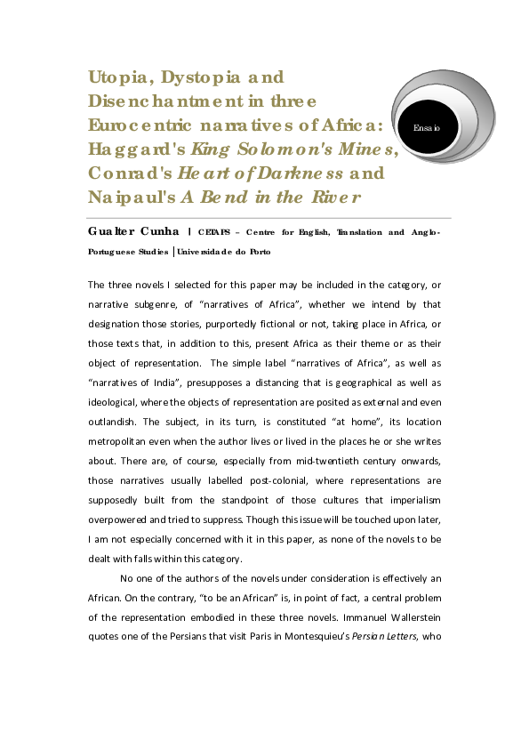 (PDF) Utopia, dystopia and disenchantment in three eurocentric ...