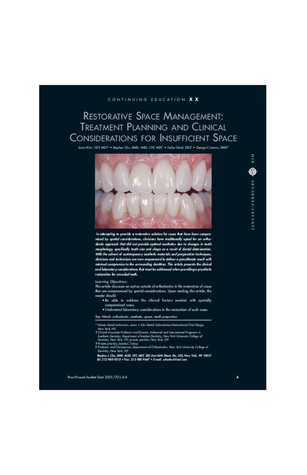 (PDF) Restorative space management: treatment planning and clinical ...