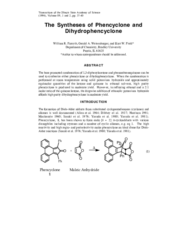 (PDF) The Syntheses of Phencyclone and Dihydrophencyclone