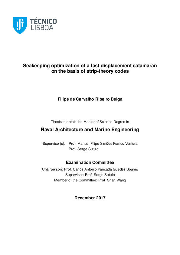 Pdf Seakeeping Optimization Of A Fast Displacement Catamaran On The