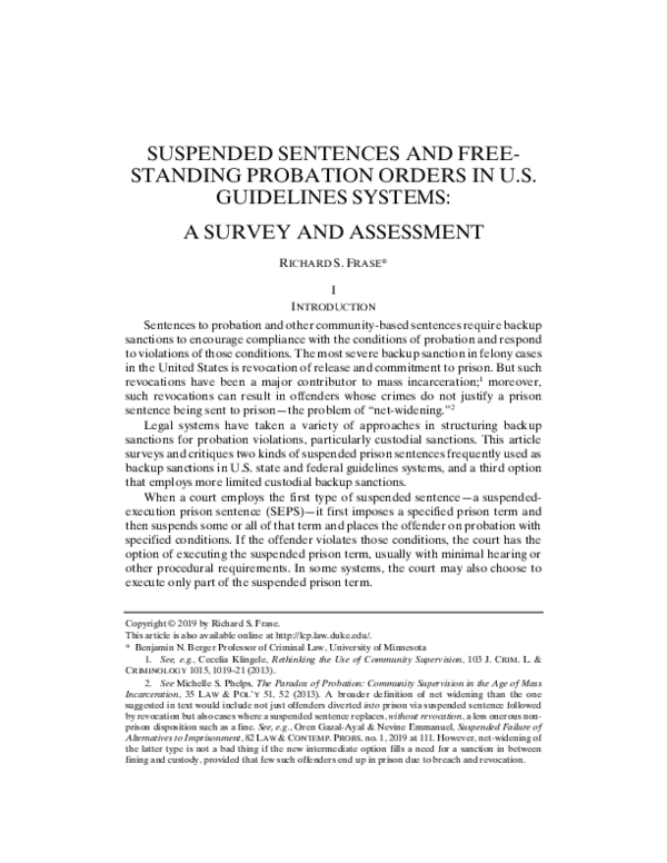 (PDF) Suspended Sentences and Free-Standing Probation Orders in U.S ...