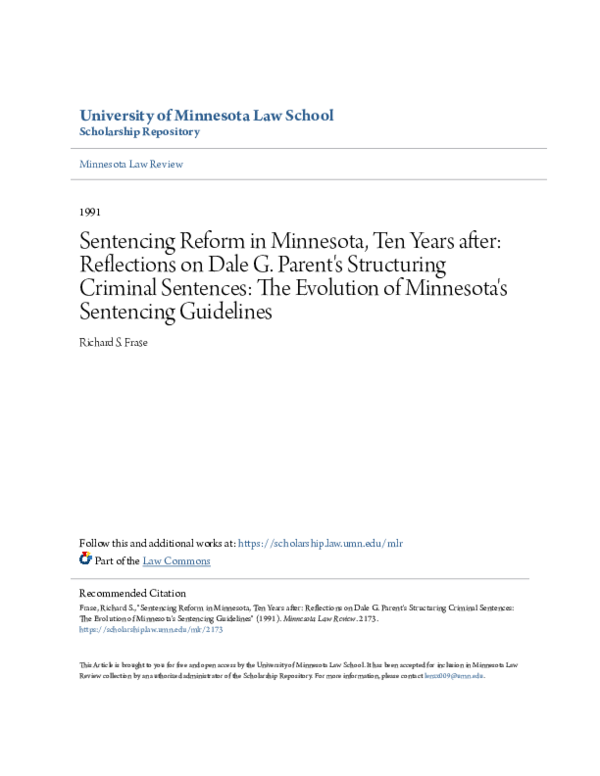 (PDF) Sentencing Reform in Minnesota, Ten Years After: Reflections on ...