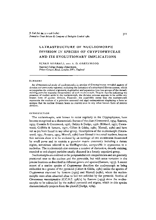 (PDF) Ultrastructure of Nucleomorph Division in Species of ...