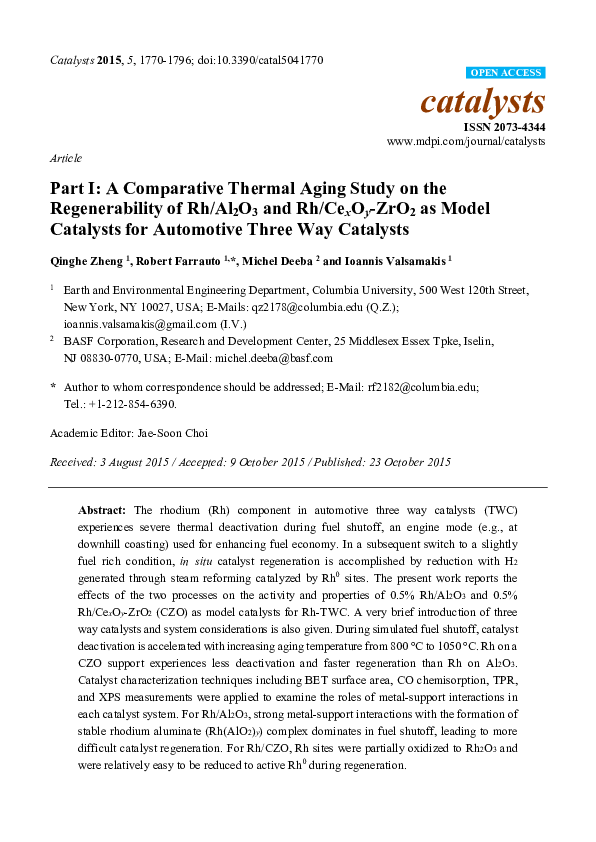 (PDF) Part I: A Comparative Thermal Aging Study on the Regenerability ...