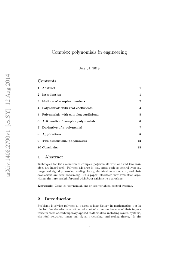 (PDF) Complex polynomials in engineering