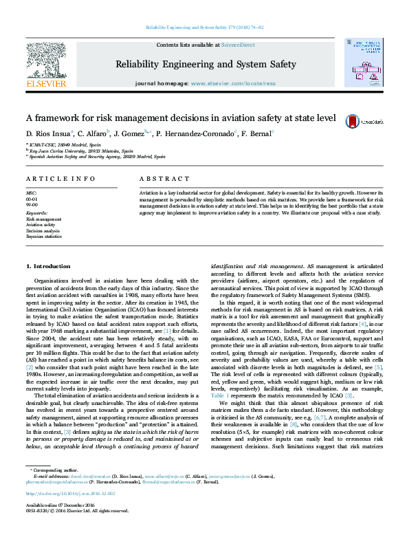 (PDF) A framework for risk management decisions in aviation safety at ...