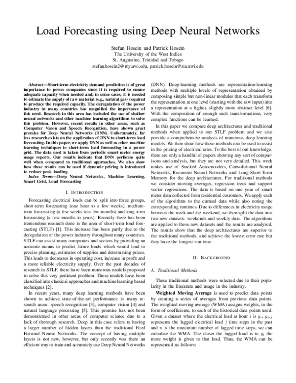 (PDF) Load forecasting using deep neural networks