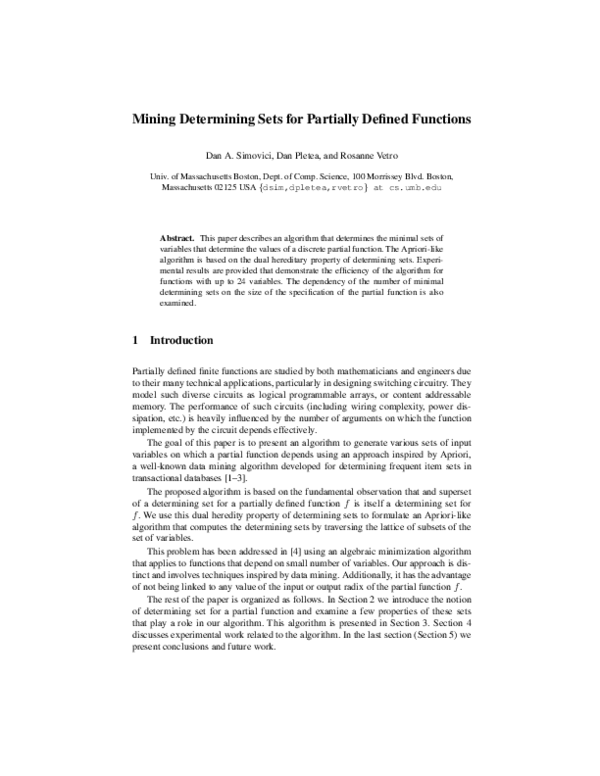 (PDF) Mining Determining Sets for Partially Defined Functions | Dan ...
