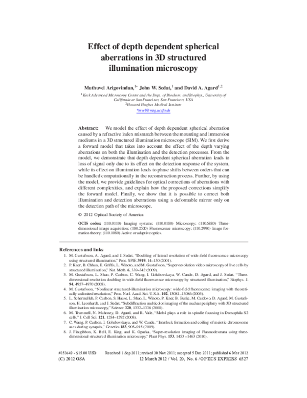(PDF) Effect of depth dependent spherical aberrations in 3D structured ...