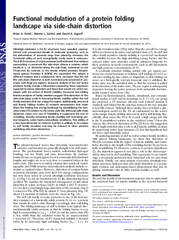 (PDF) Functional modulation of a protein folding landscape via side ...