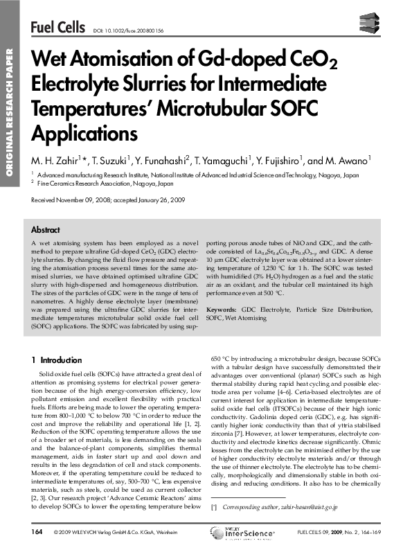 (PDF) Wet Atomisation of Gd-doped CeO2Electrolyte Slurries for ...