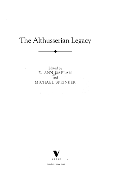 (PDF) The Althusserian Legacy