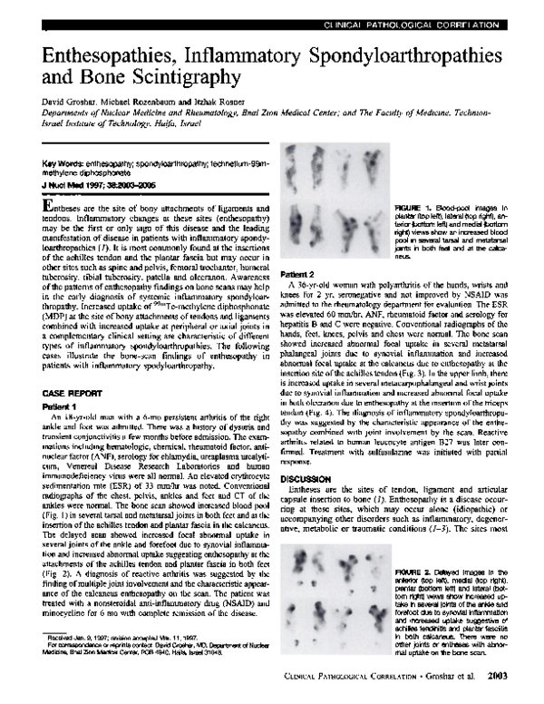 (PDF) Enthesopathies, inflammatory spondyloarthropathies and bone ...