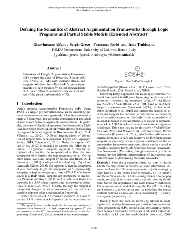 Pdf Defining The Semantics Of Abstract Argumentation Frameworks Through Logic Programs And